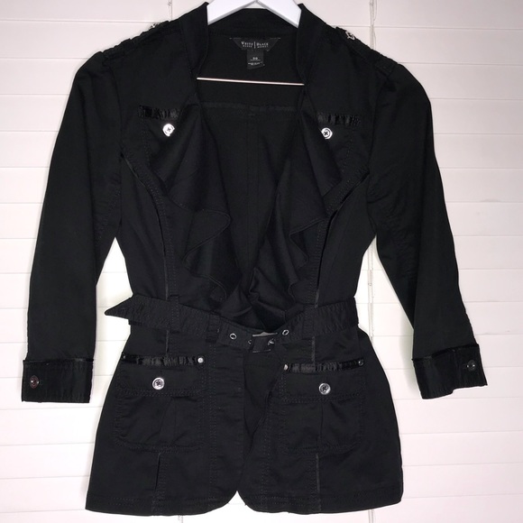 White House Black Market | Jackets & Coats | Whbm Ruffle Front Utility ...